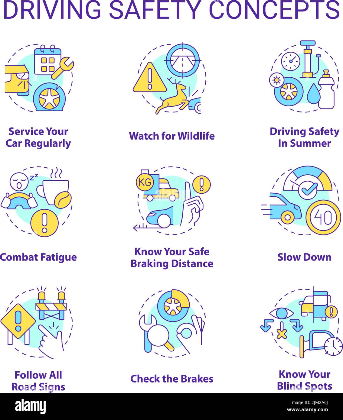 Driving safety concept icons set Stock Vector Image & Art - Alamy Driving safety concept icons set Stock Vector Image & Art - Alamy