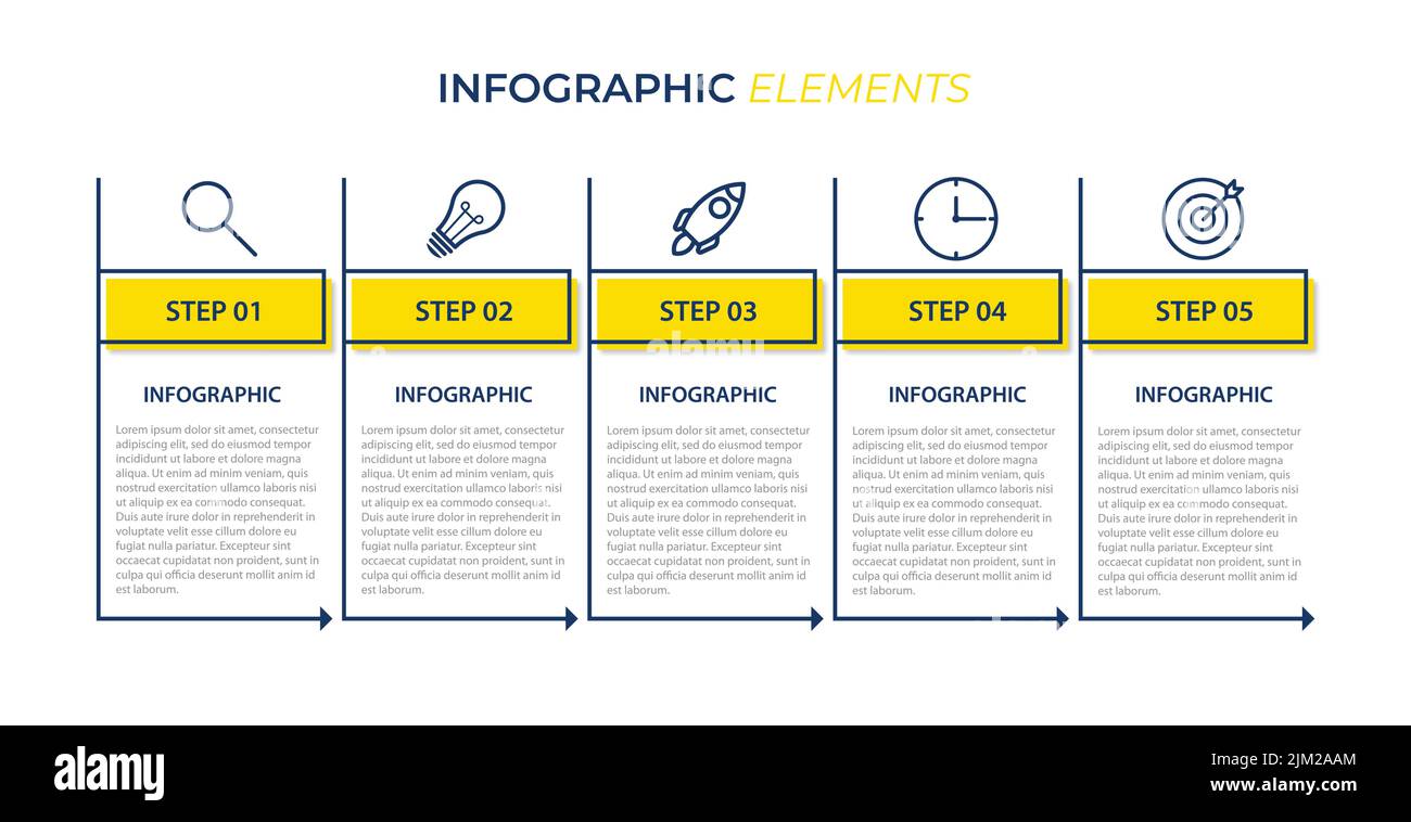 a sample of five options infographic elements with editable text ...