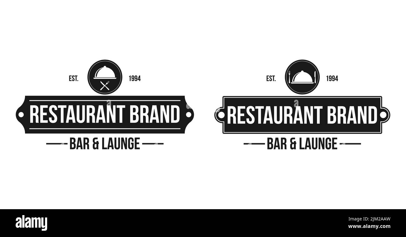 a logo design for a restaurant with a food tray icon and editable text ...