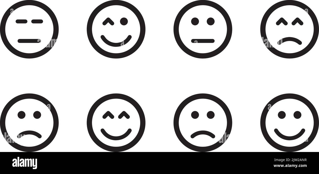 A digital illustration pack of different emoticons on a white ...