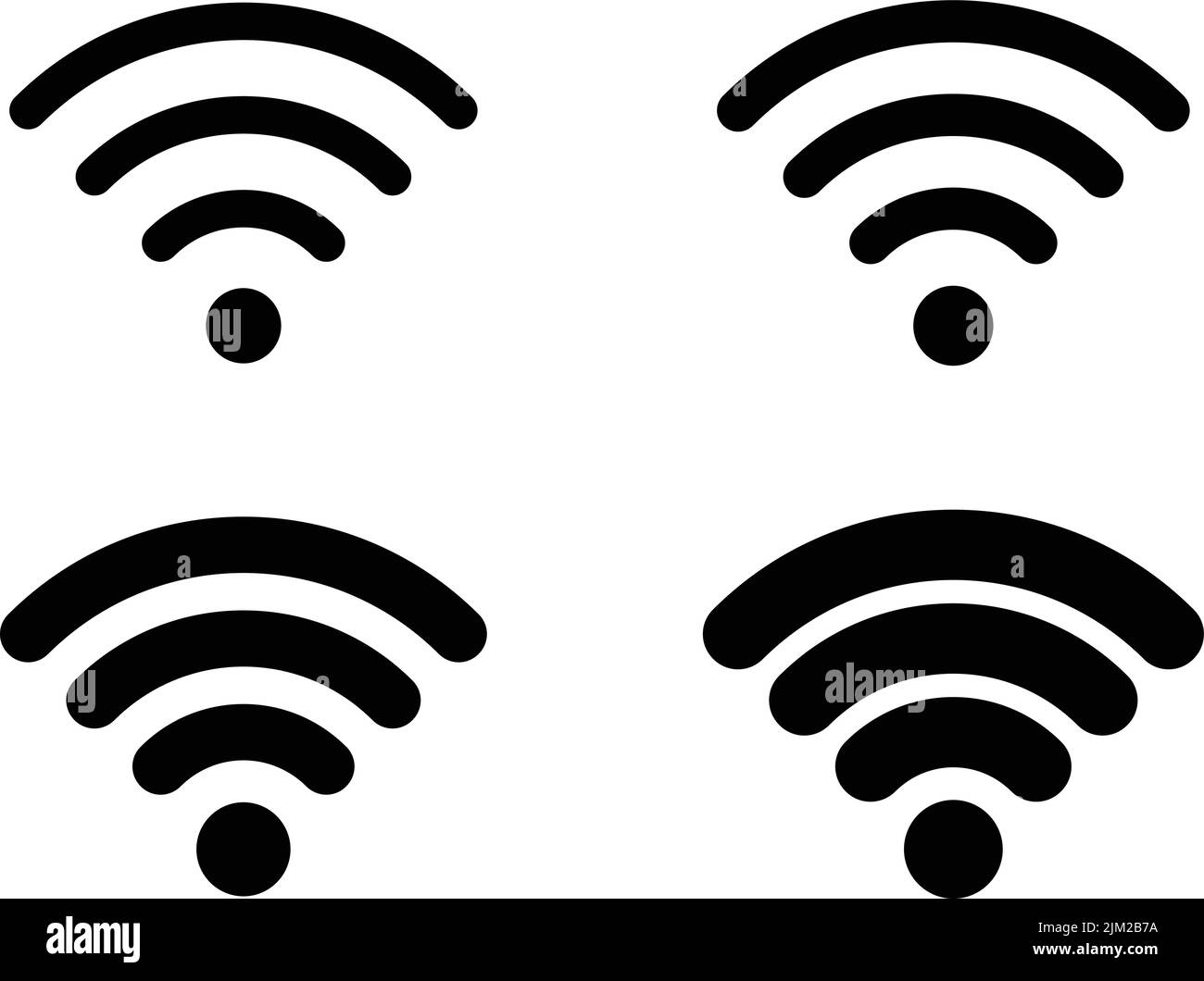 A digital illustration of different wifi symbols on a white background ...