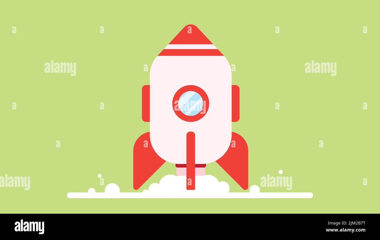 Space rocket launch from ground. Rocket take off concept. Flat design ...