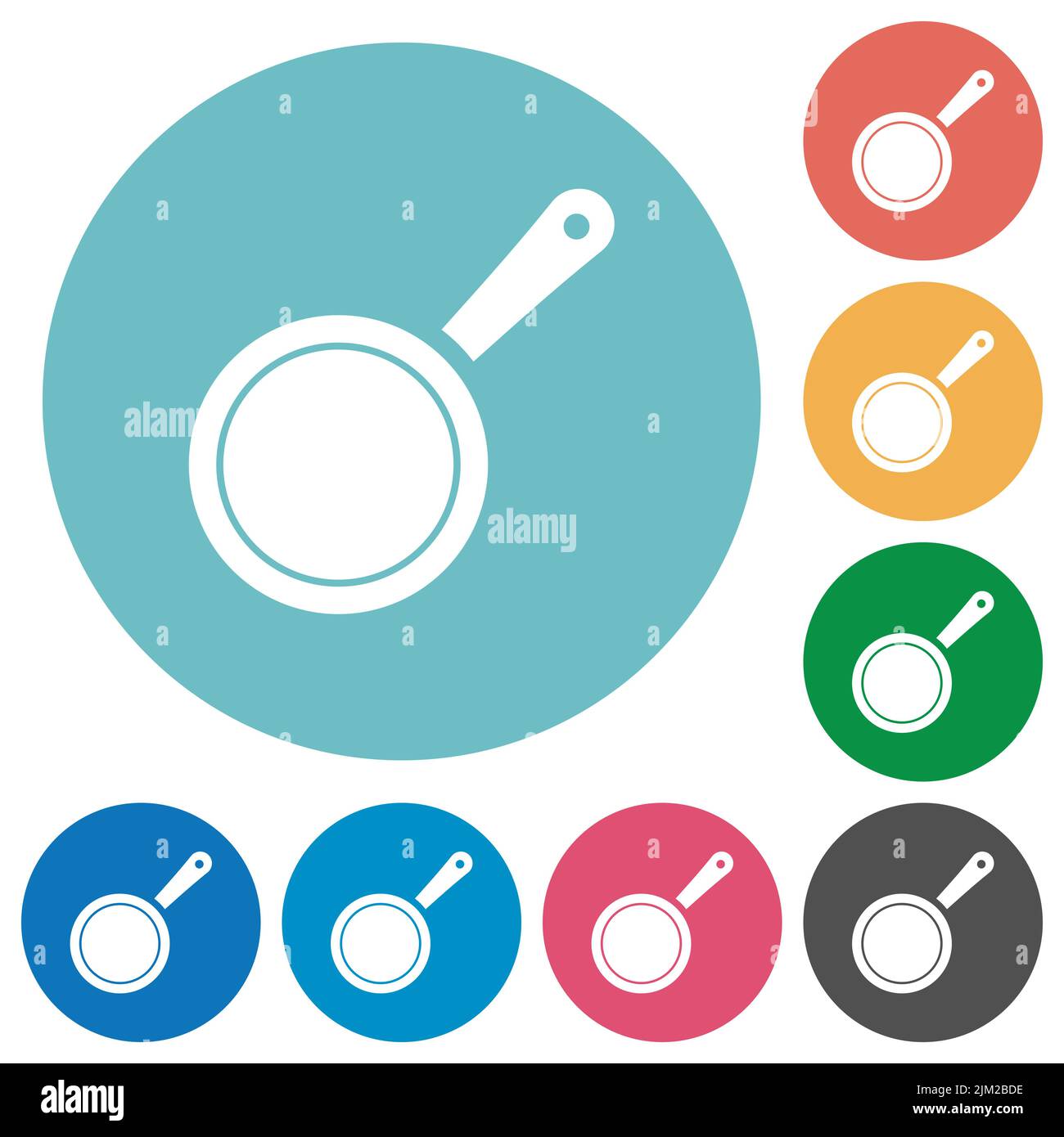 Frying pan top view flat white icons on round color backgrounds Stock Vector Image & Art - Alamy