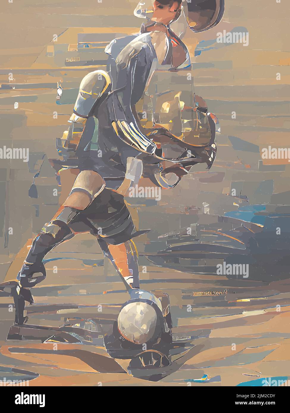 drawing of football game with player and ball Stock Vector Image & Art ...