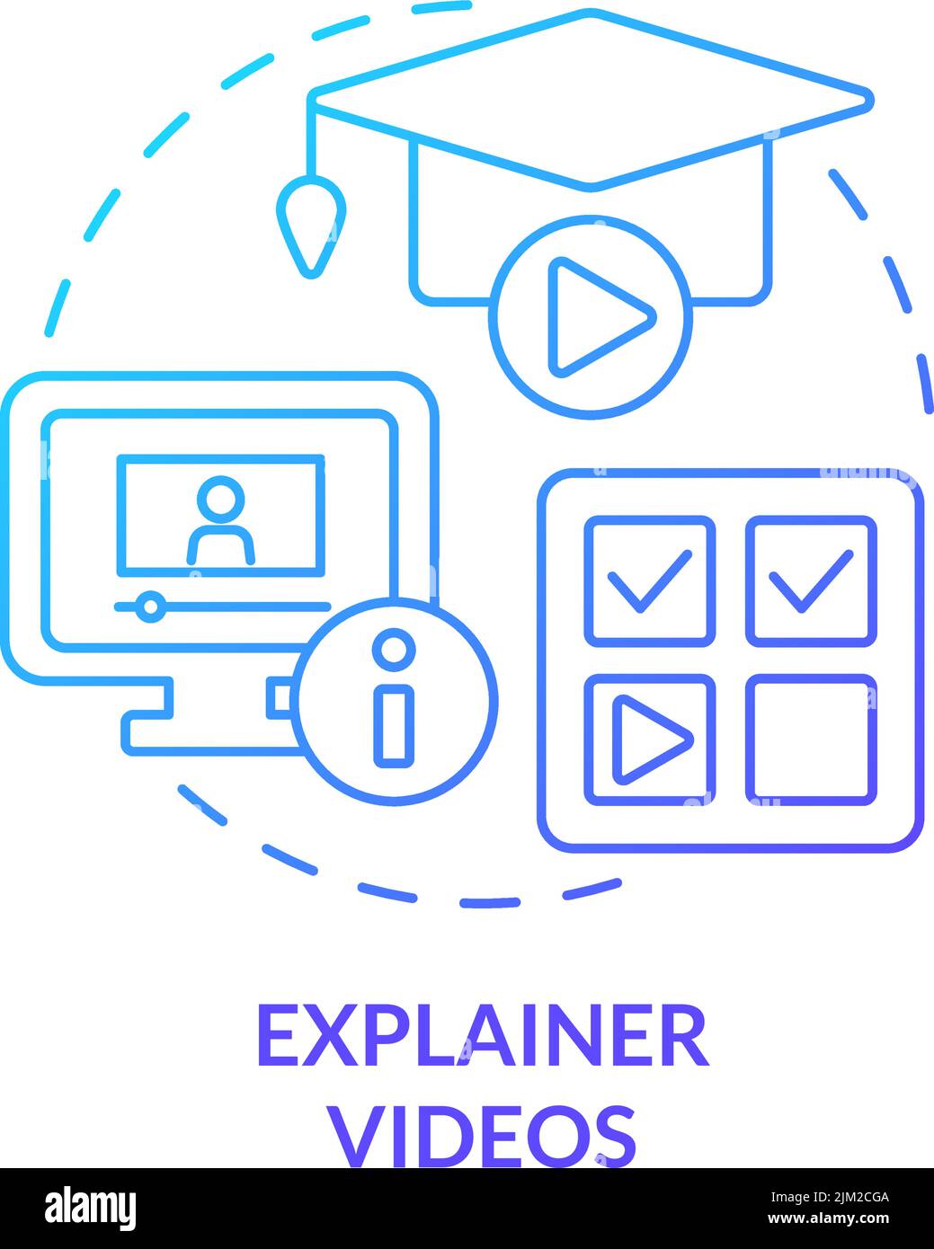 Explainer videos blue gradient concept icon Stock Vector Image & Art ...