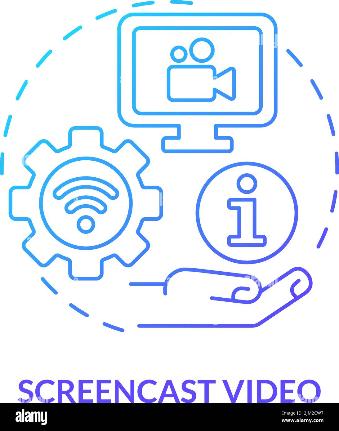 Screencast video blue gradient concept icon Stock Vector Image & Art - Alamy