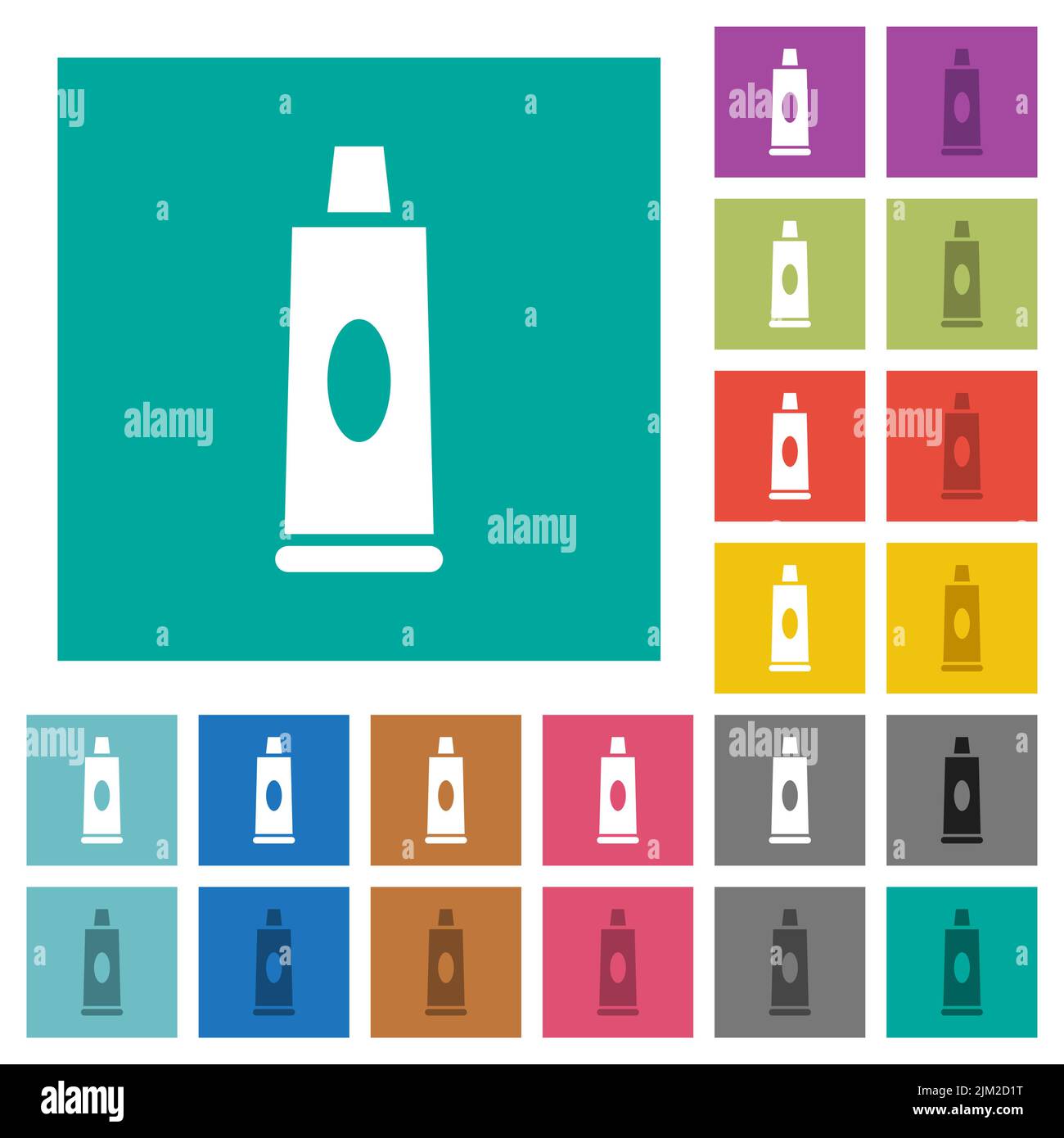 Toothpaste tube multi colored flat icons on plain square backgrounds ...