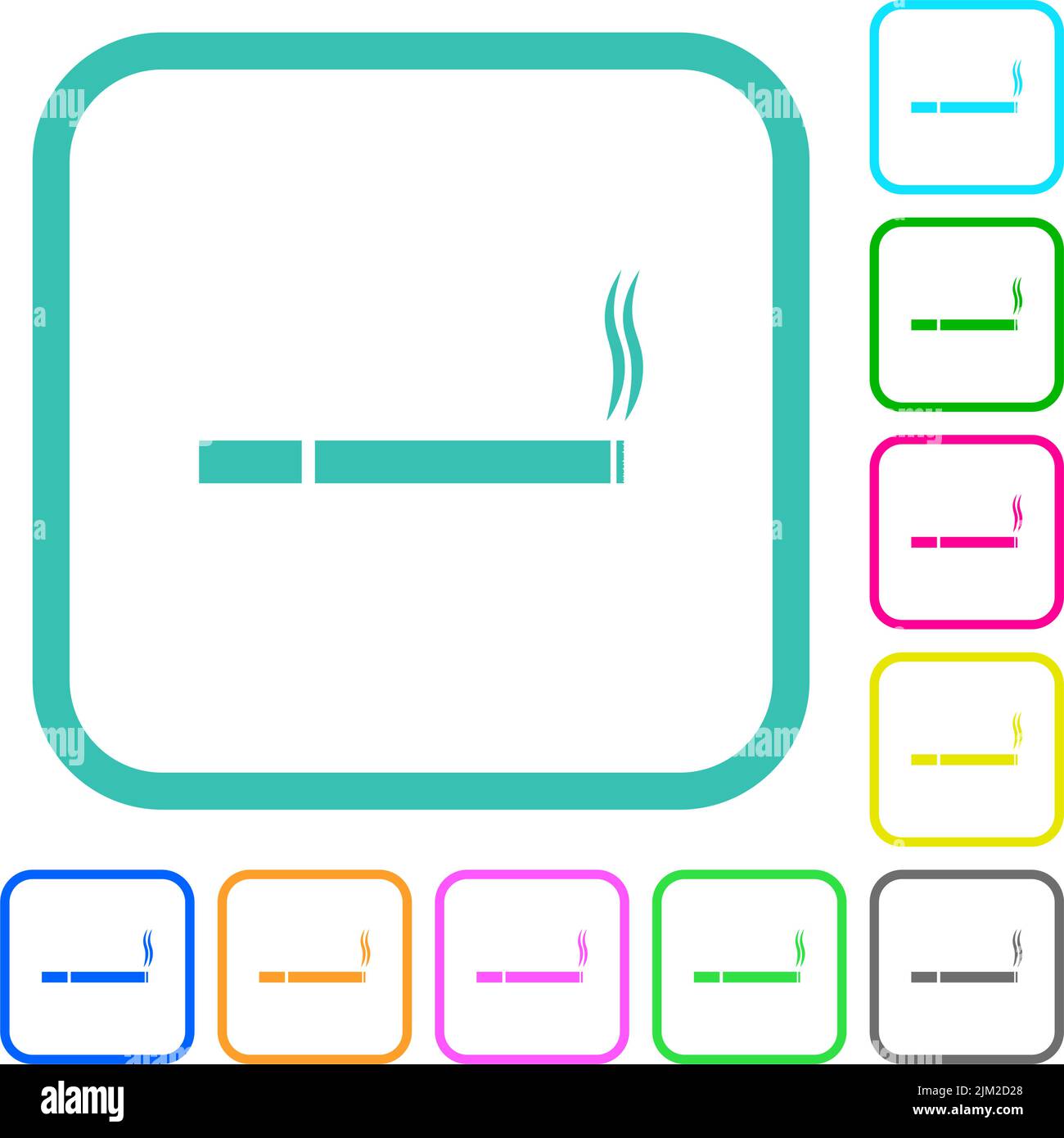 Cigarette vivid colored flat icons in curved borders on white ...