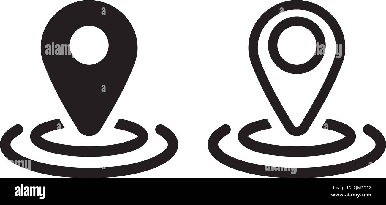 A digital illustration of simple GPS geolocation icon symbols Stock ...