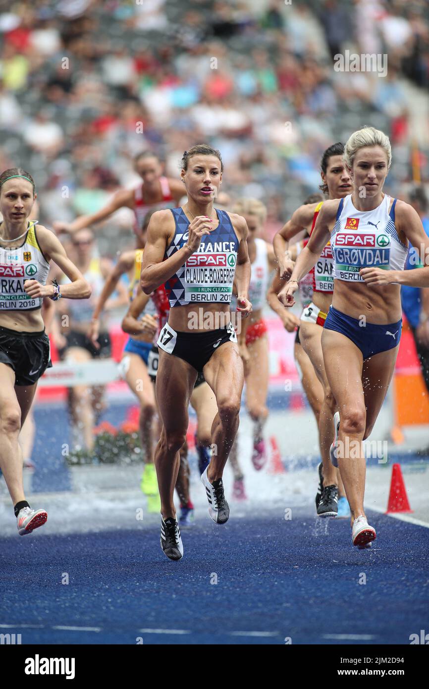 Ophelie Claude-Boxberger running in the 3000m hurdles at the European ...