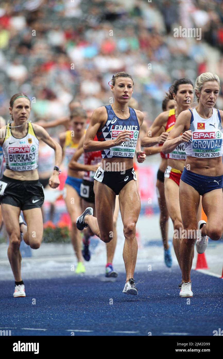 Ophelie Claude-Boxberger running in the 3000m hurdles at the European ...