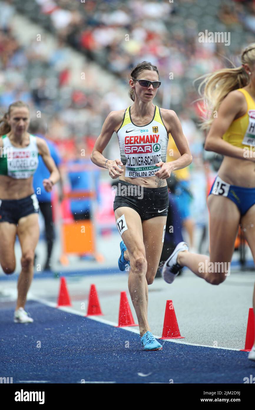 Antje Möldner-Schmidt running in the 3000m hurdles at the European ...