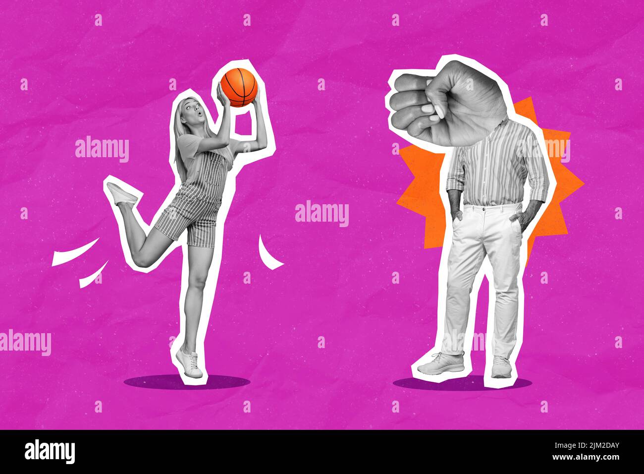 Photo cartoon comics sketch picture of funky funny lady throwing ball ...