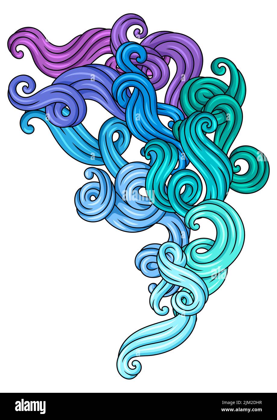 Background with wave line curls. Color striped texture. Swirly abstract ...