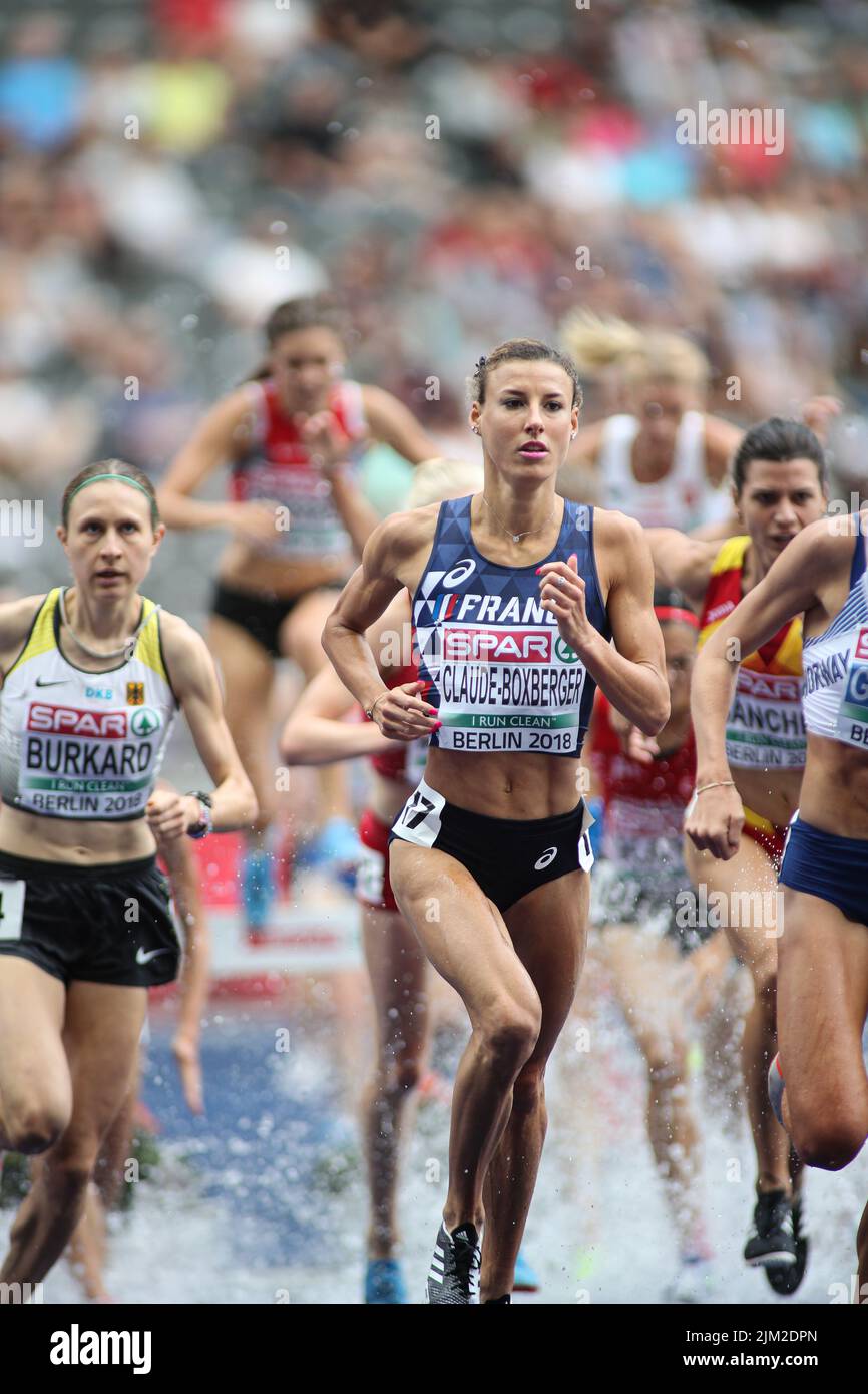 Ophelie Claude-Boxberger running in the 3000m hurdles at the European ...