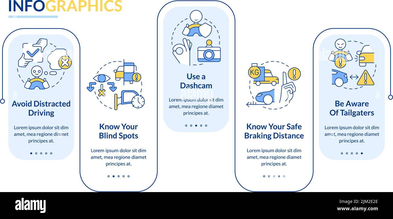 Commercial drivers safety rules blue rectangle infographic template ...