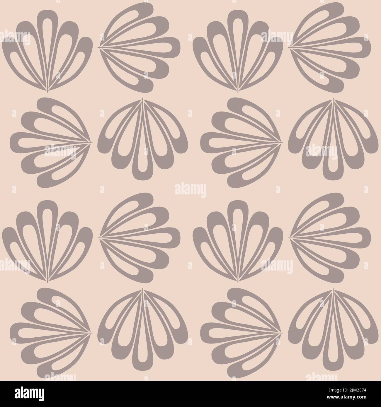 Gray beige monochrome clam shell on dark background seamless pattern ...