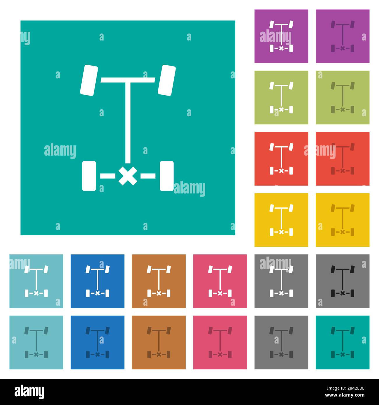 Rear differential lock multi colored flat icons on plain square ...