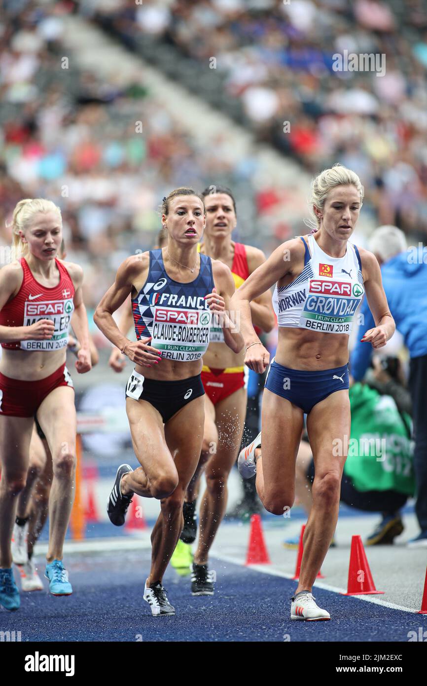 Ophelie Claude-Boxberger running in the 3000m hurdles at the European ...