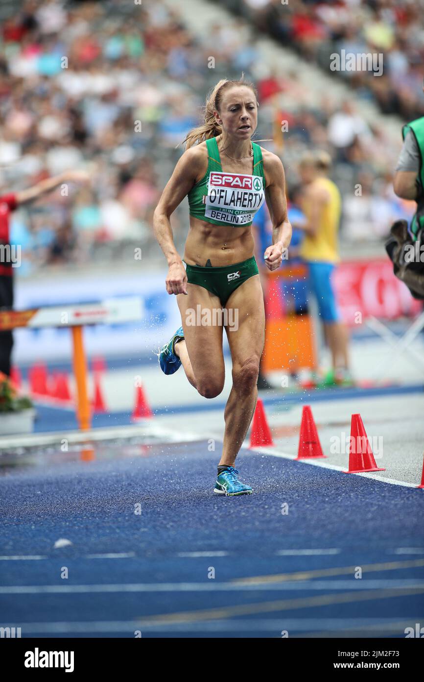 Kerry O´Flaherty running in the 3000m hurdles at the European Athletics ...