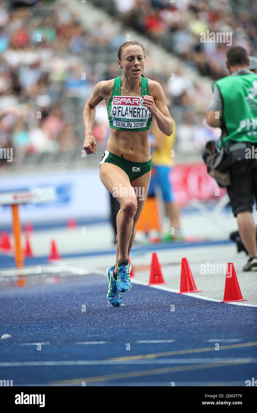 Kerry O´Flaherty running in the 3000m hurdles at the European Athletics ...