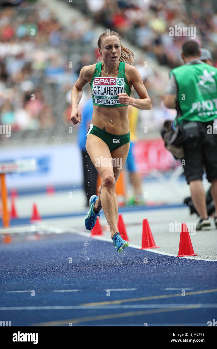 Kerry O´Flaherty running in the 3000m hurdles at the European Athletics ...