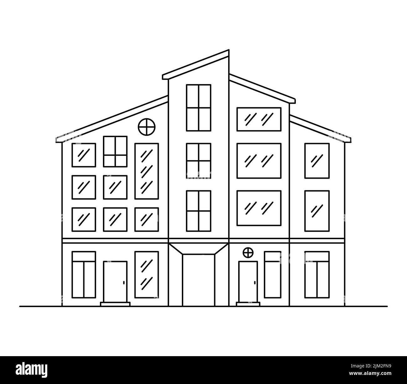Vector line art illustration with one house Stock Vector Image & Art ...