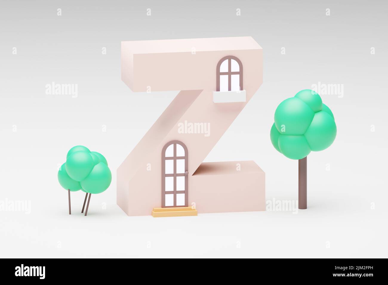 3d alphabet, letters shape made of tiny house on grey background, 3d ...