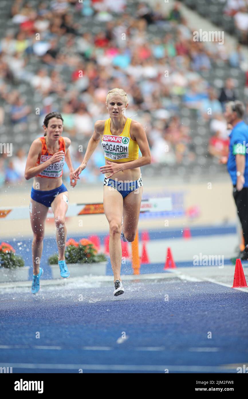 Caroline HÖGARDH running in the 3000m hurdles at the European Athletics ...