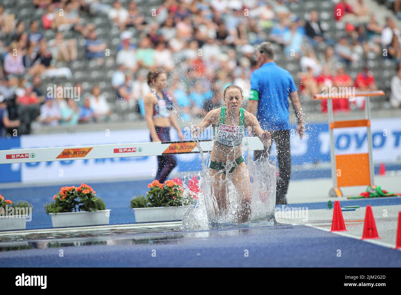 Kerry O´Flaherty running in the 3000m hurdles at the European Athletics ...