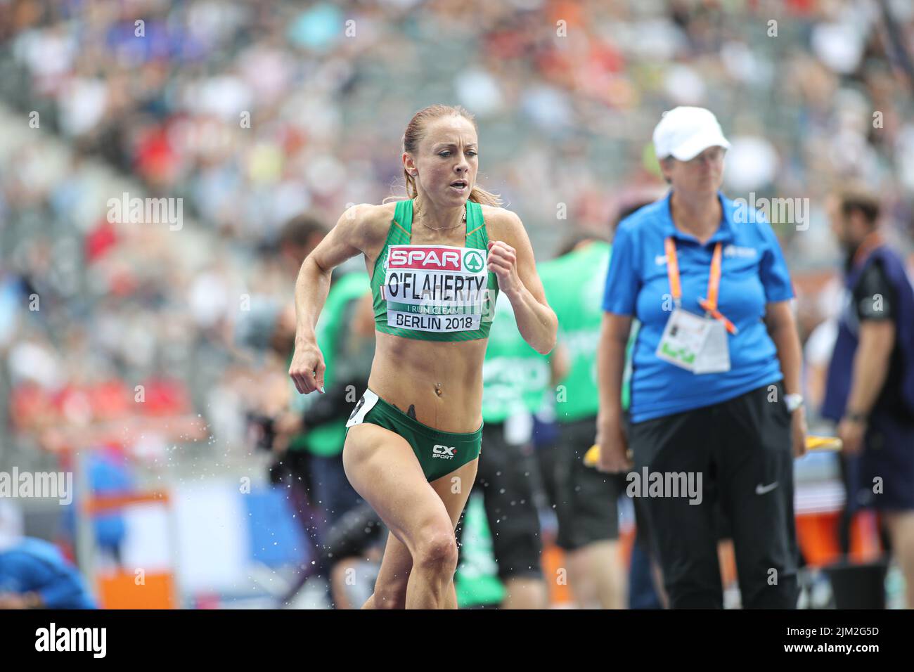 Kerry O´Flaherty running in the 3000m hurdles at the European Athletics ...