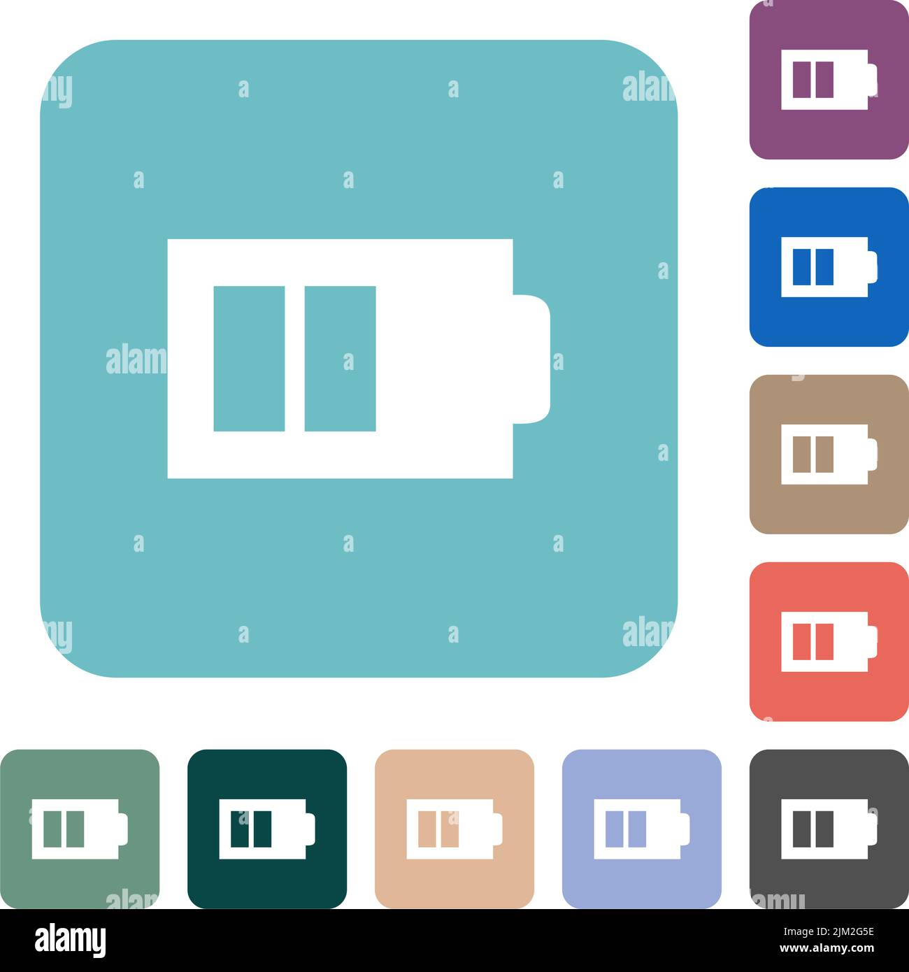 Half battery with two load units alternate white flat icons on color ...