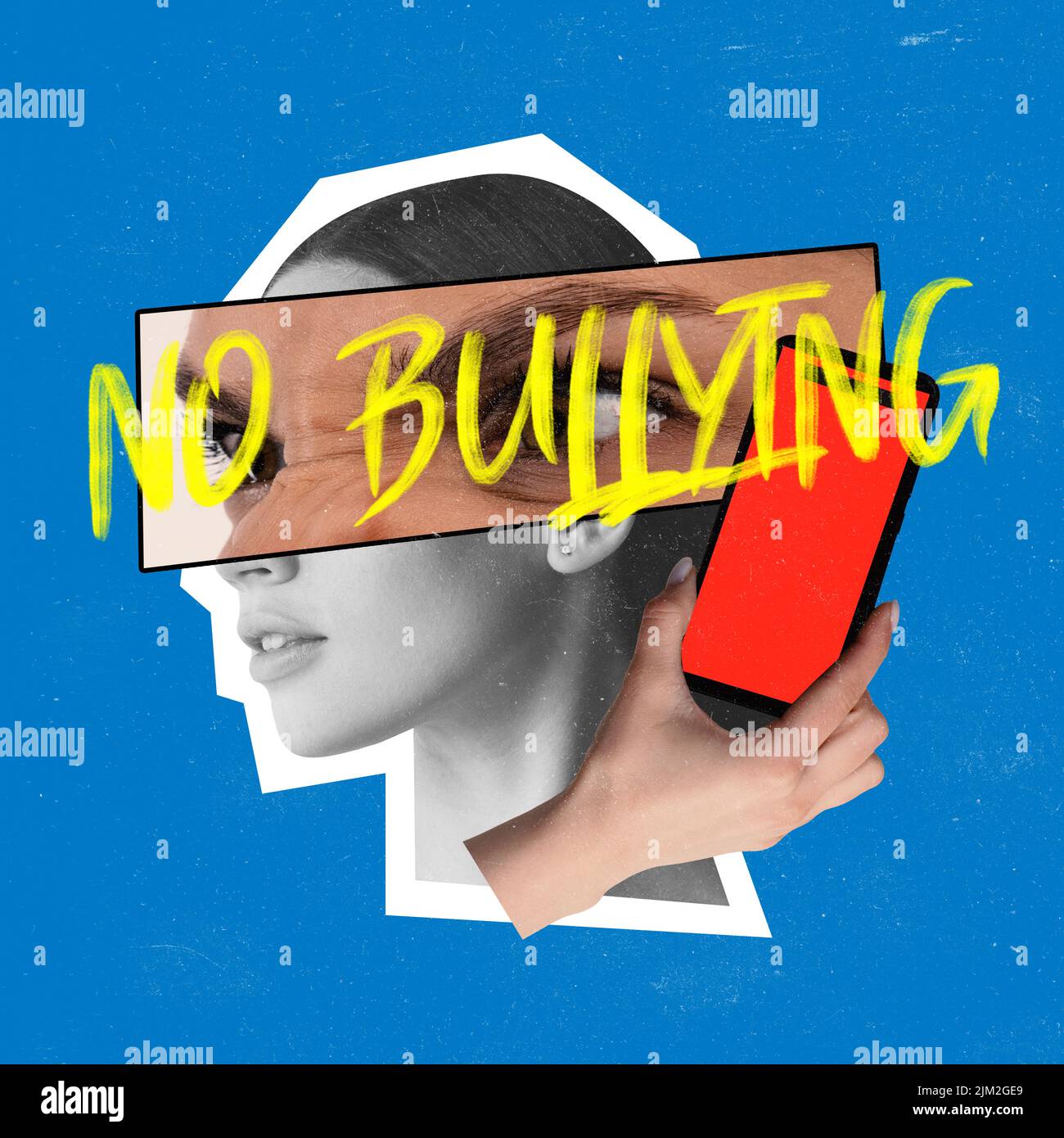 Contemporary art collage. Conceptual image with female face part on ...