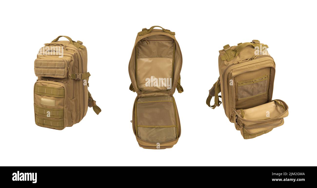 Modern tactical backpack with zippers and additional pockets. Large ...