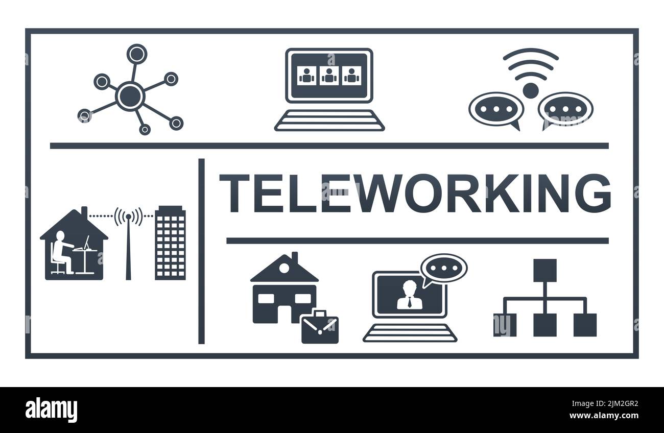 Illustration of a teleworking concept Stock Photo - Alamy