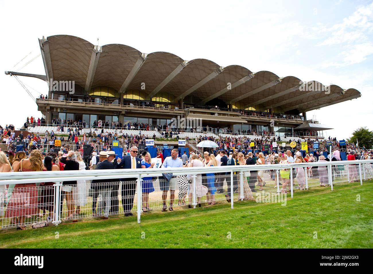 Spectators in front of the March Grandstand at "Glorious Goodwood ...