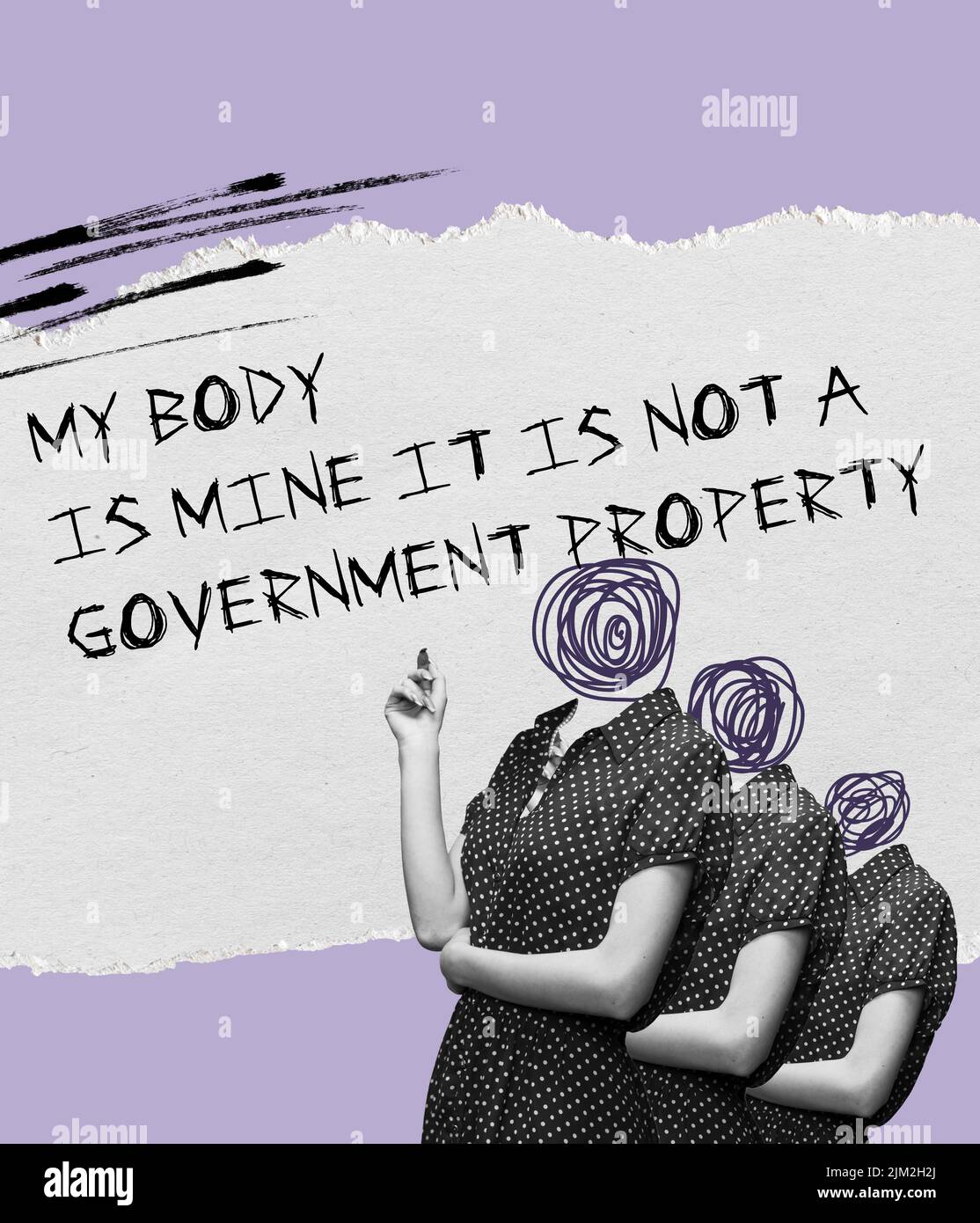 Contemporary art collage. Protest against tightening of the abortion ...