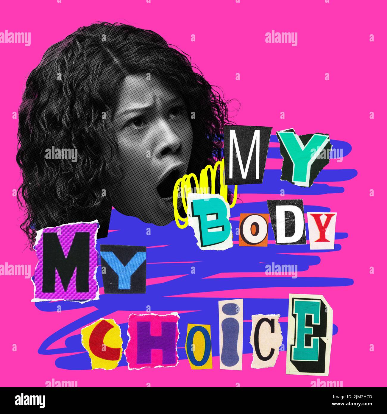 Contemporary art collage. Protest against tightening of the abortion ...