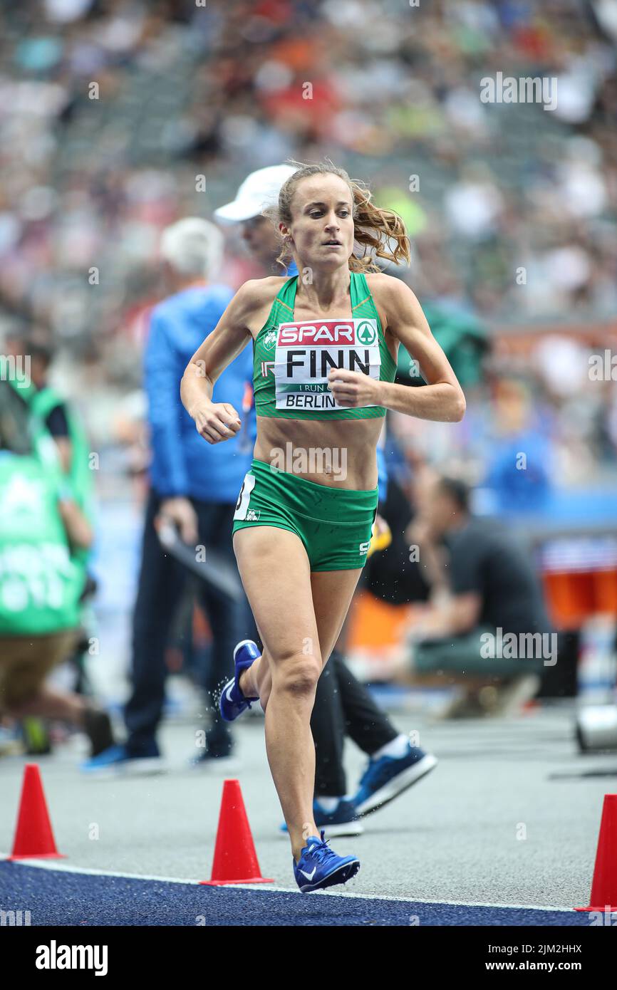 Michelle Finn running in the 3000m hurdles at the European Athletics ...