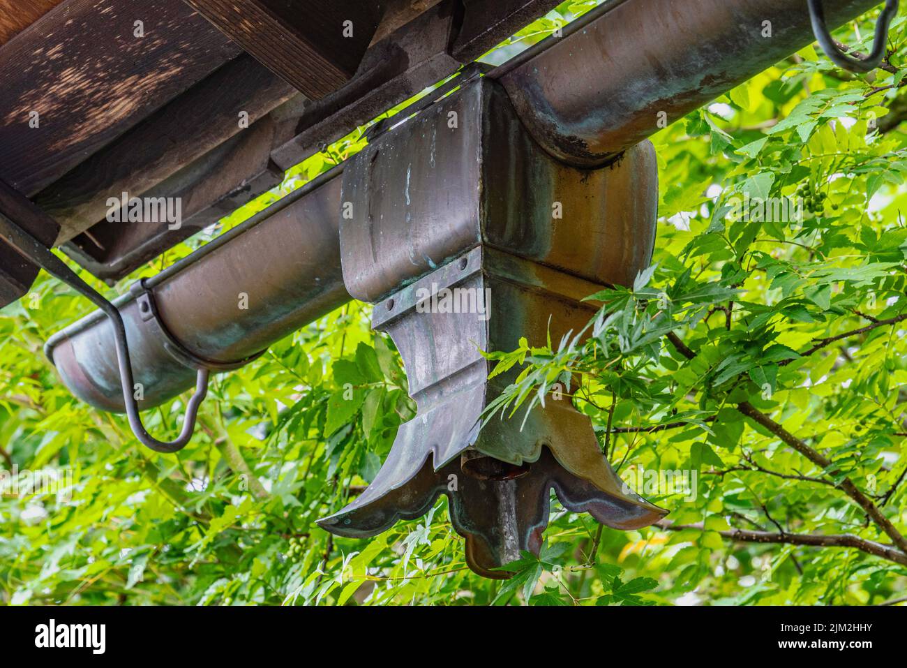 Hand-crafted rain gutter of the Buaiso residence, a registered historic ...