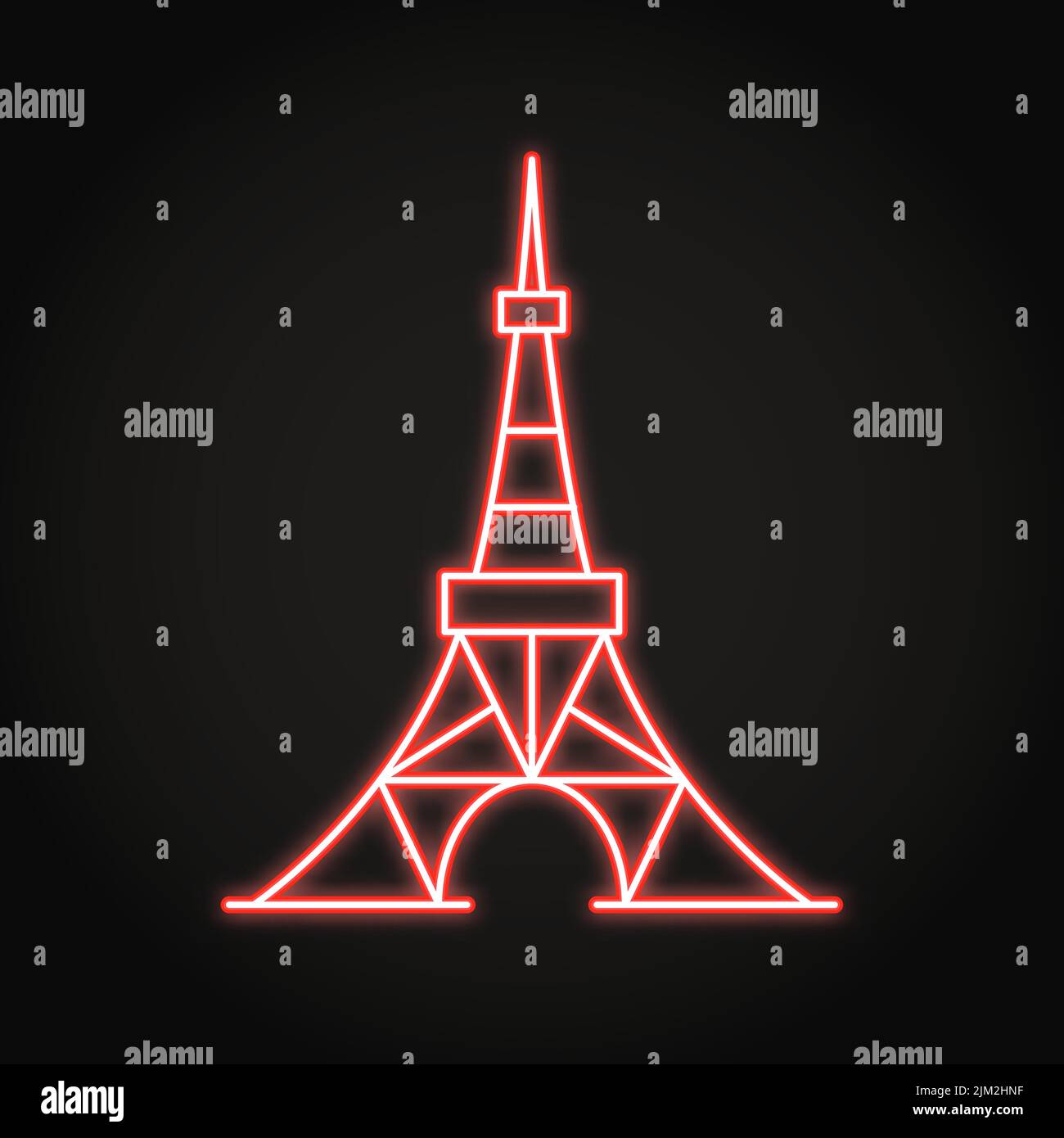 Tokyo tower neon icon in line style. Famous Japanese structure. Vector ...