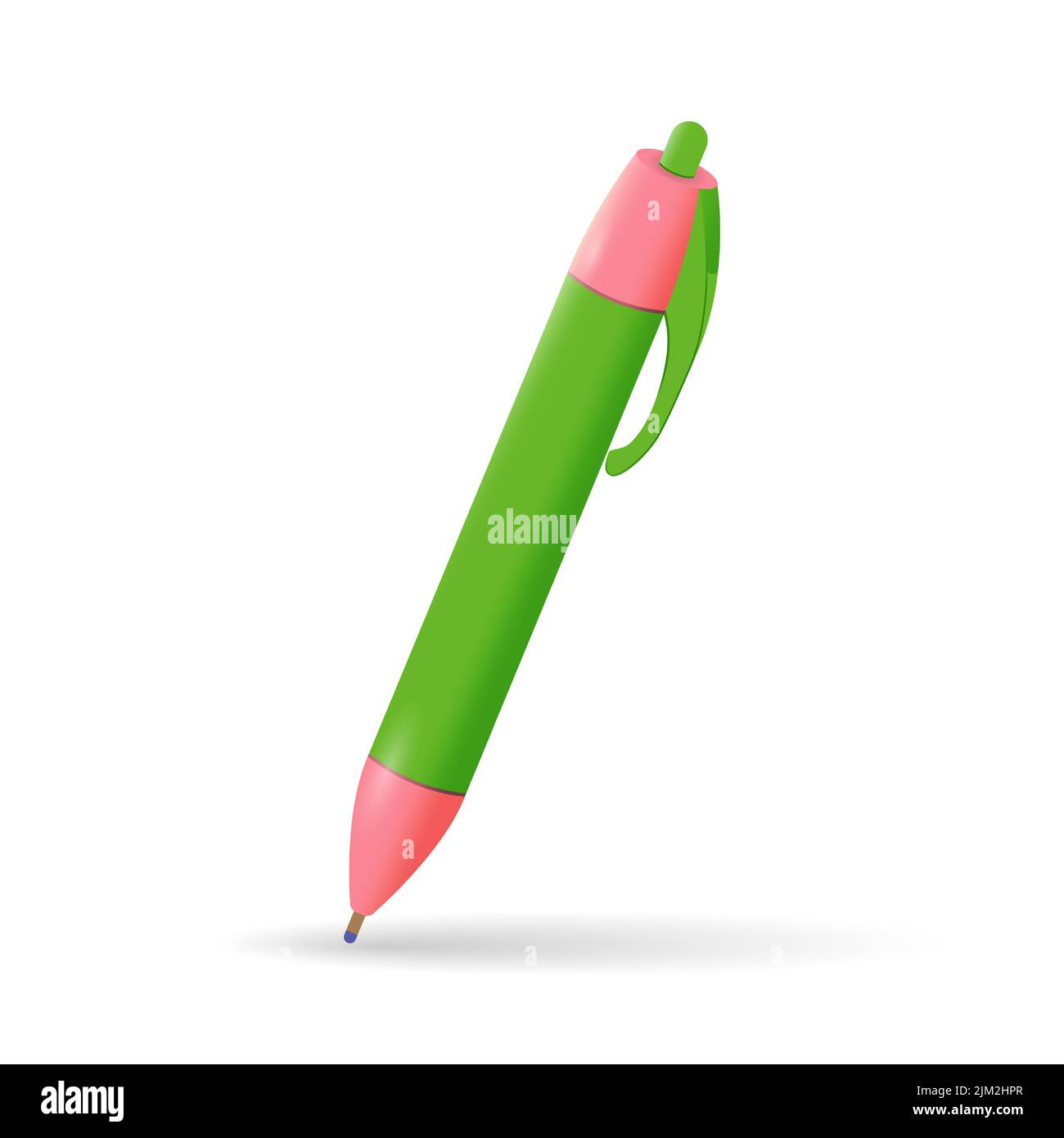 Green school pen isolated in realistic style on white background ...