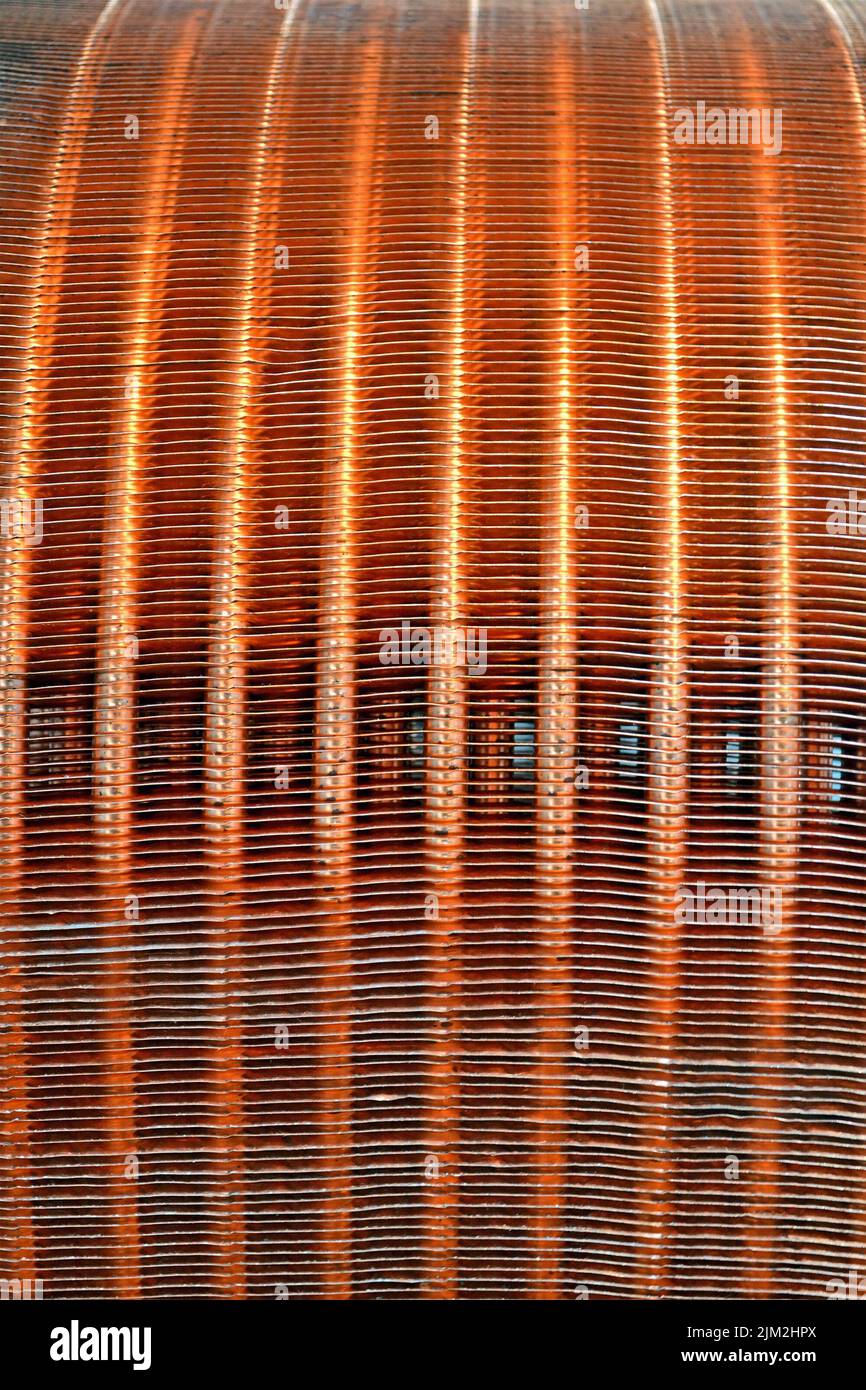 copper aka cuprum metal grid closeup, modern industry diversity Stock ...