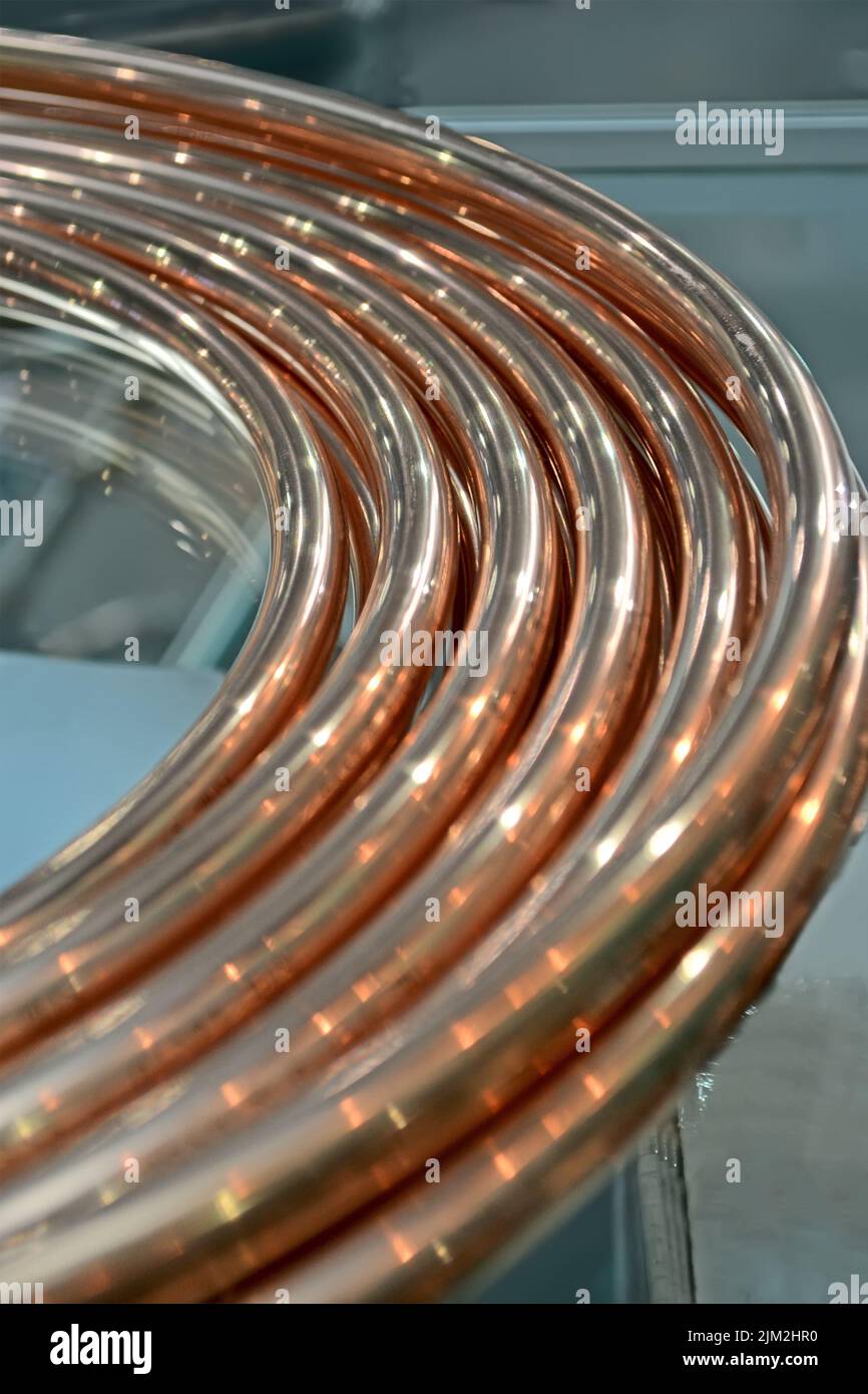 copper cable bulk closeup on the glass, modern industry diversity Stock ...