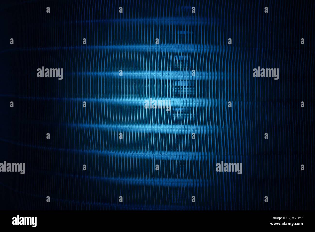 magic blue light on metal grid closeup, unknown ufo science diversity ...