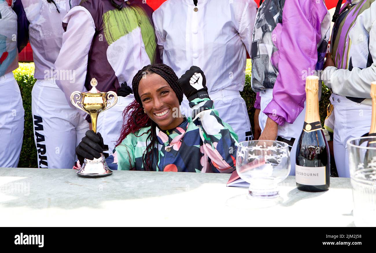 Ashleigh Wicheard holding Magnolia Cup trophy at "Glorious Goodwood ...