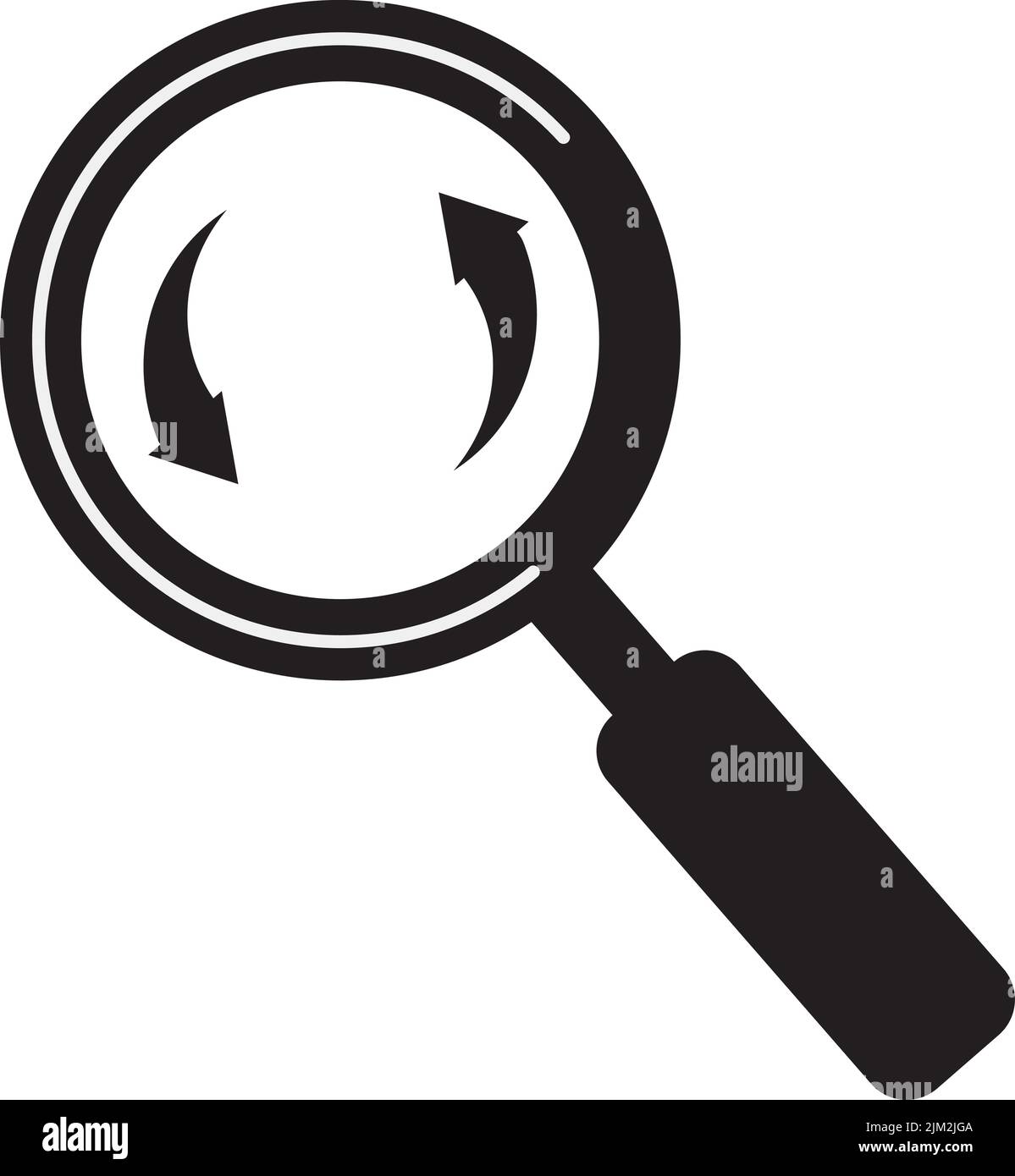 A digital vector illustration of a reloading magnifying glass icon on a ...