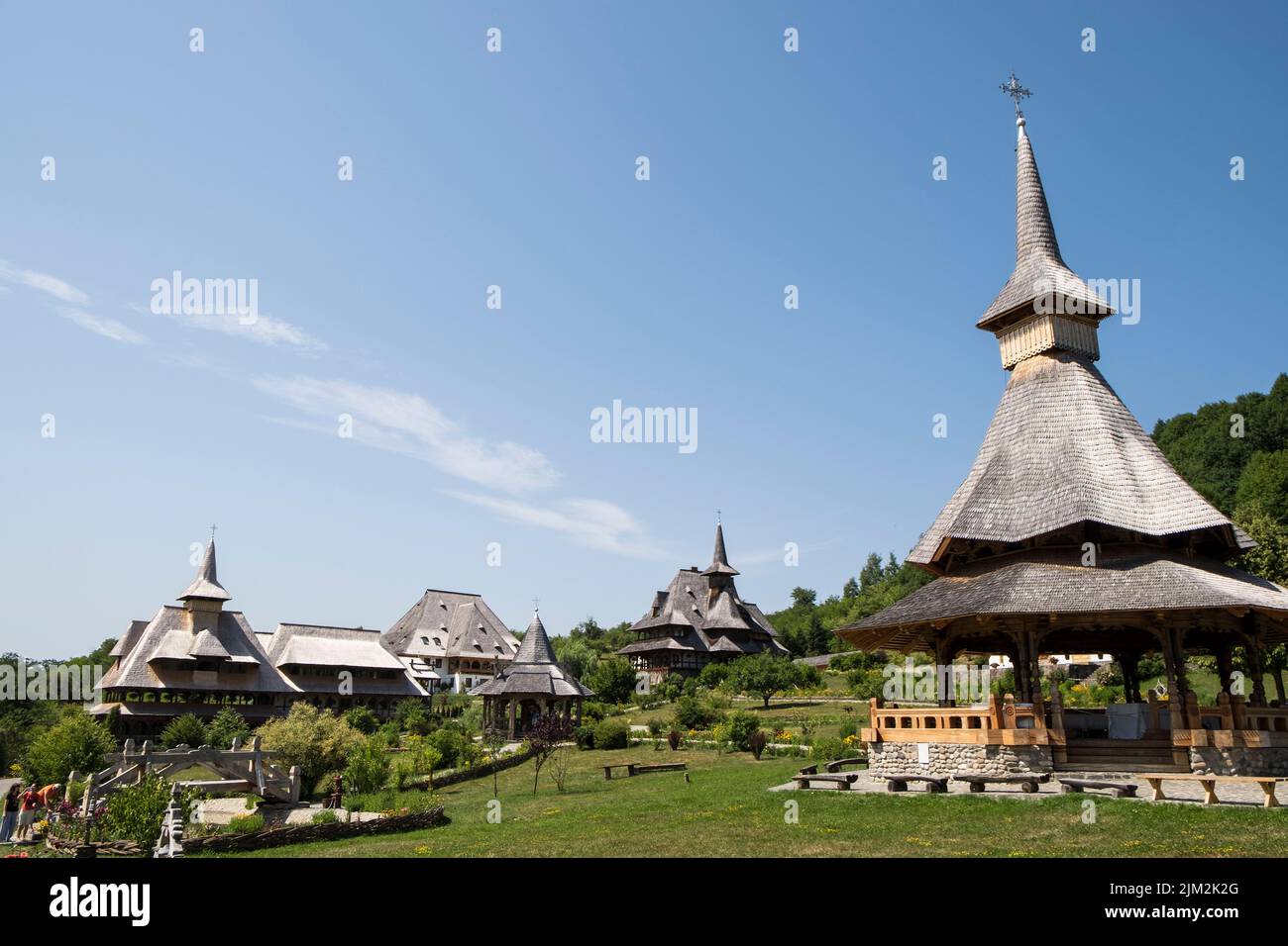 Romania, Maramures, Barsana, Wooden churches at Barsana Monastery Stock Photo - Alamy