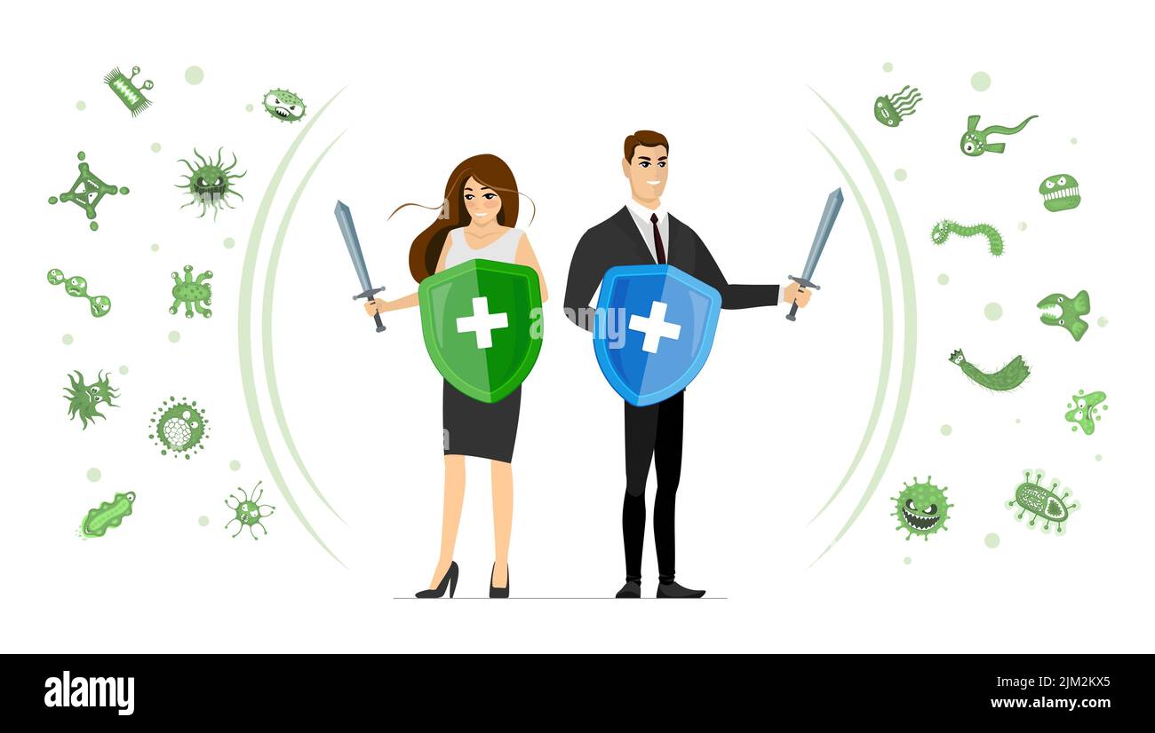Healthy Immune System And Epidemiology Concept Man And Woman With