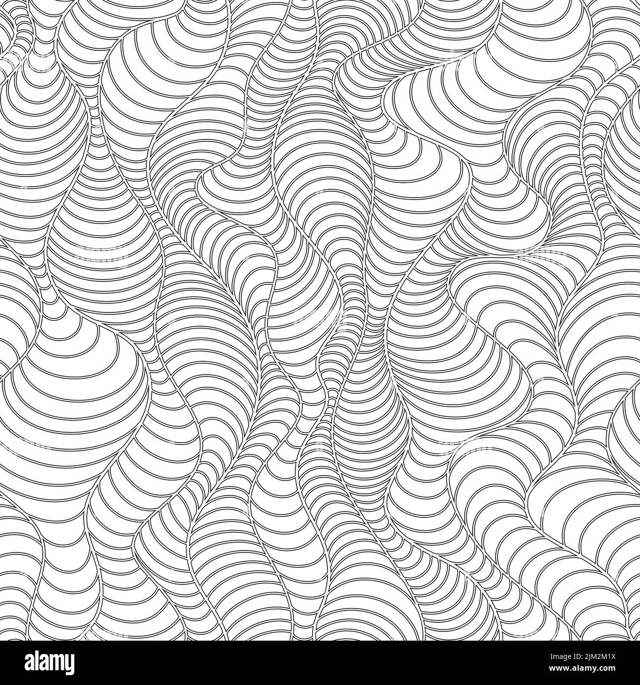 Seamless black and white vector pattern of curved rectangles in the ...